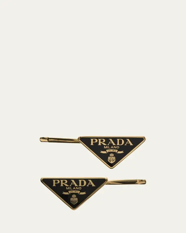 Prada Logo Hair Pin Set - Nero