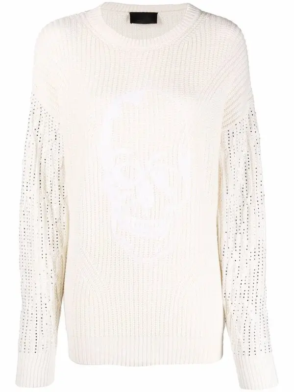 Philipp Plein Crystal-embellished Knitted Jumper - Neutrals