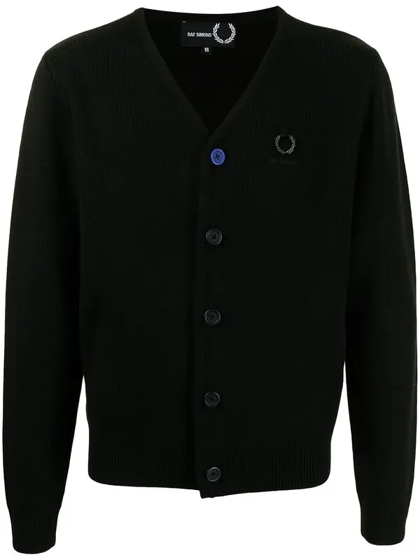 Raf Simons X Fred Perry Aure Wreath Detai Cardigan In Black - 50
