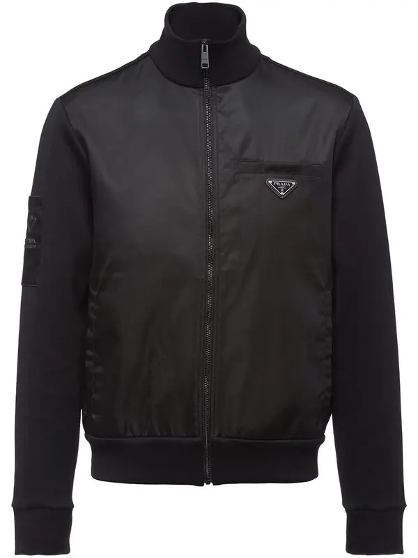 Prada Logo-Plaque Bomber Jacket - Black | Editorialist