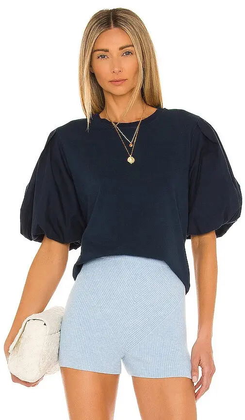 Jonathan Simkhai Standard Denise Organic Cotton Jersey Top In Navy ...