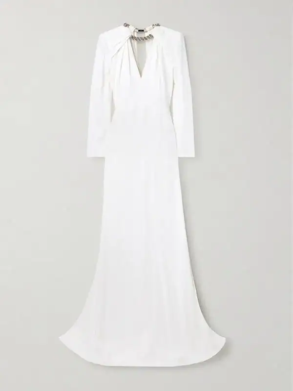 Alexander Mcqueen Embellished Crepe Gown - White | Editorialist