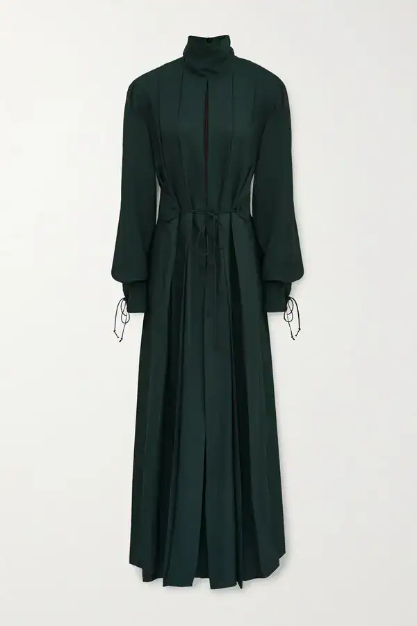 victoria beckham high neck pleated belted midi dress high neck pleated belted midi dress by victoria beckham High Neck Midi Dress  In Black  Victoria
