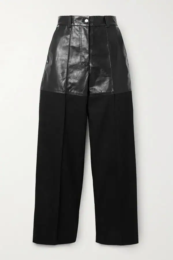 Peter Do Fireman Cropped Paneled Leather And Twill Straight-Leg 