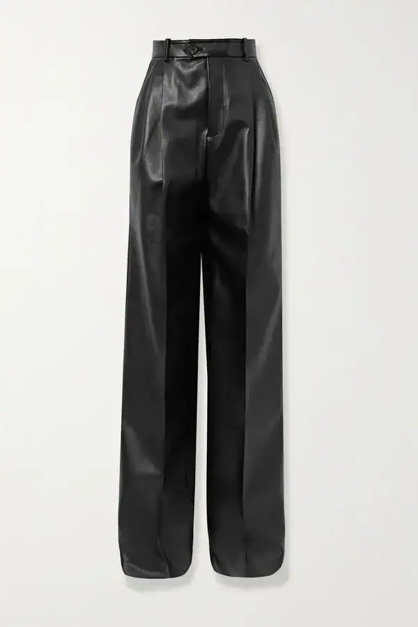 Peter Do Pleated Faux Leather Straight-Leg Pants In Black - 70 