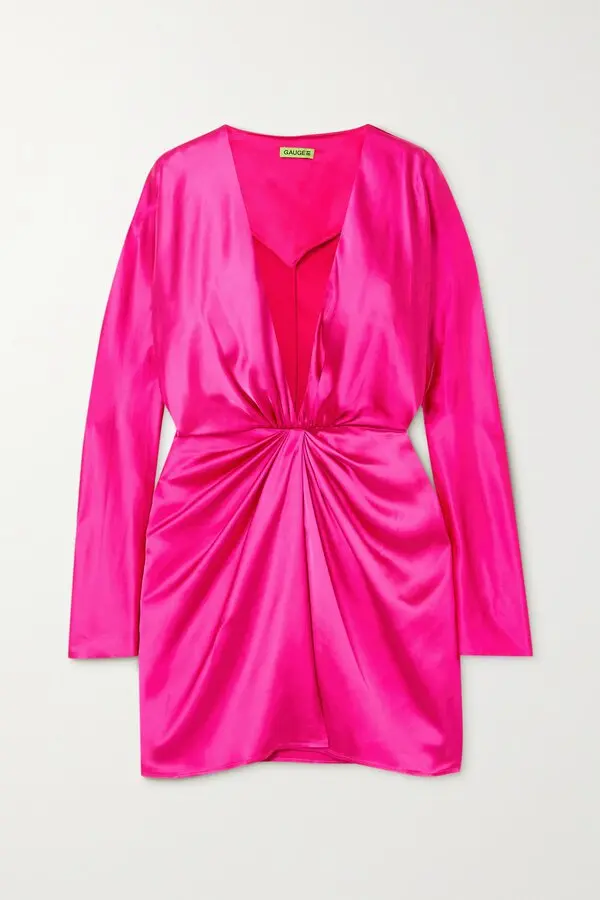 gauge81 pink dress Ruffled flared mini-dress