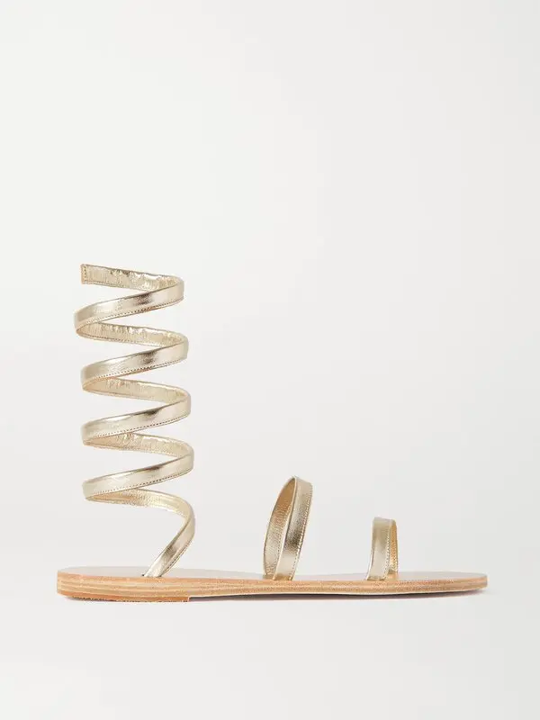 ANCIENT GREEK SANDALS Ofis Metallic Leather Sandals