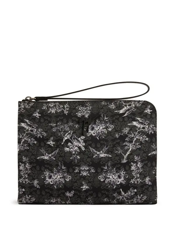 GIUSEPPE ZANOTTI Botanical-print Fabian Clutch - Black