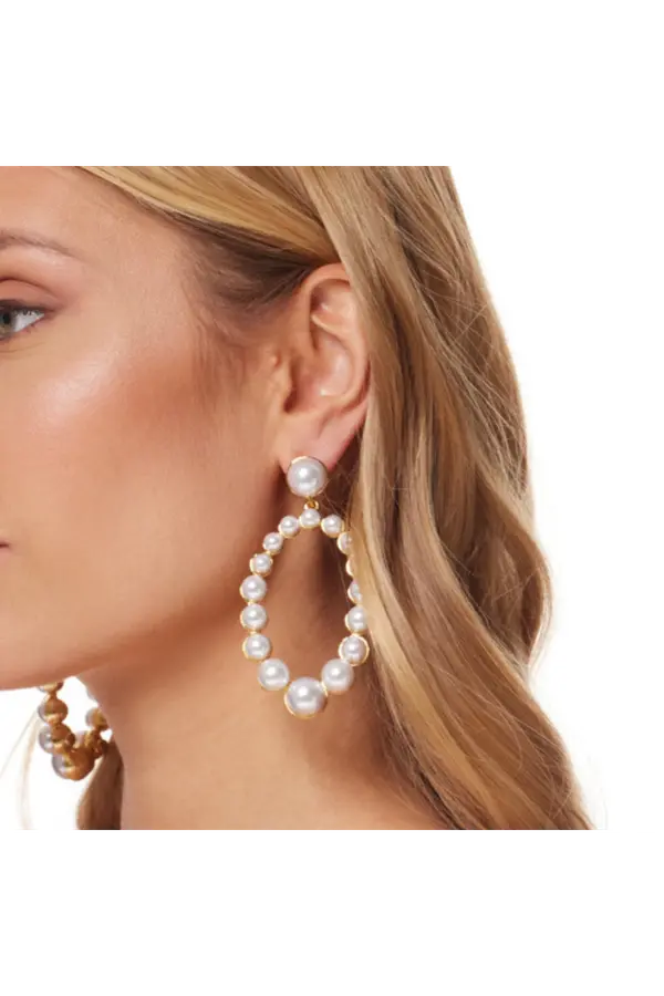 KENNETH JAY LANE Tone Oval Drop Earrings With Pearls