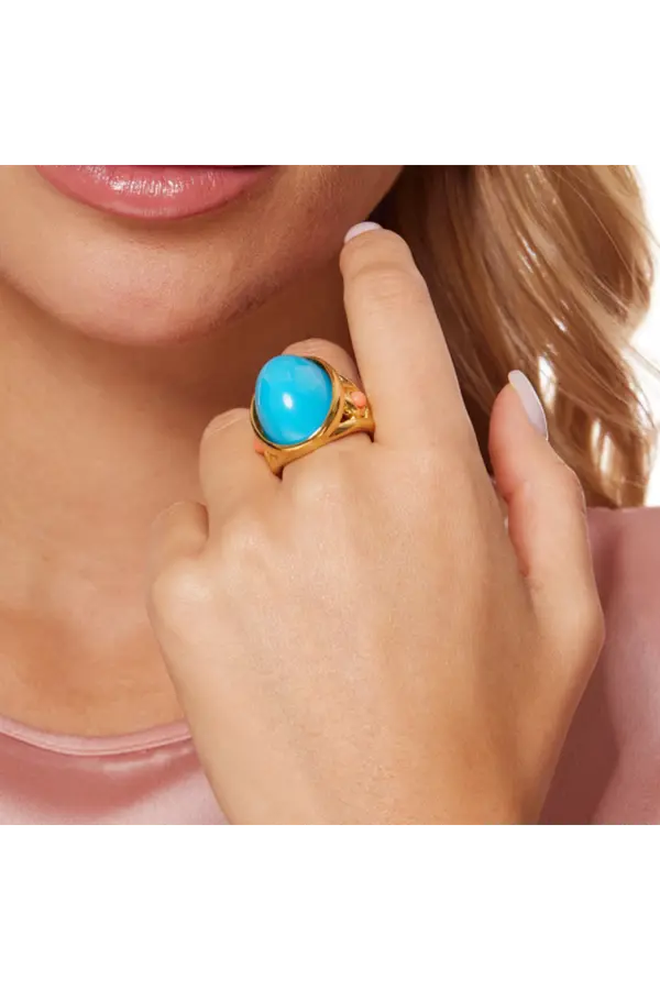 KENNETH JAY LANE Turquoise Cabochon Adjustable Ring