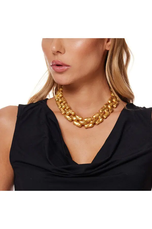 KENNETH JAY LANE Tone 3-row Hammered Bars Necklace