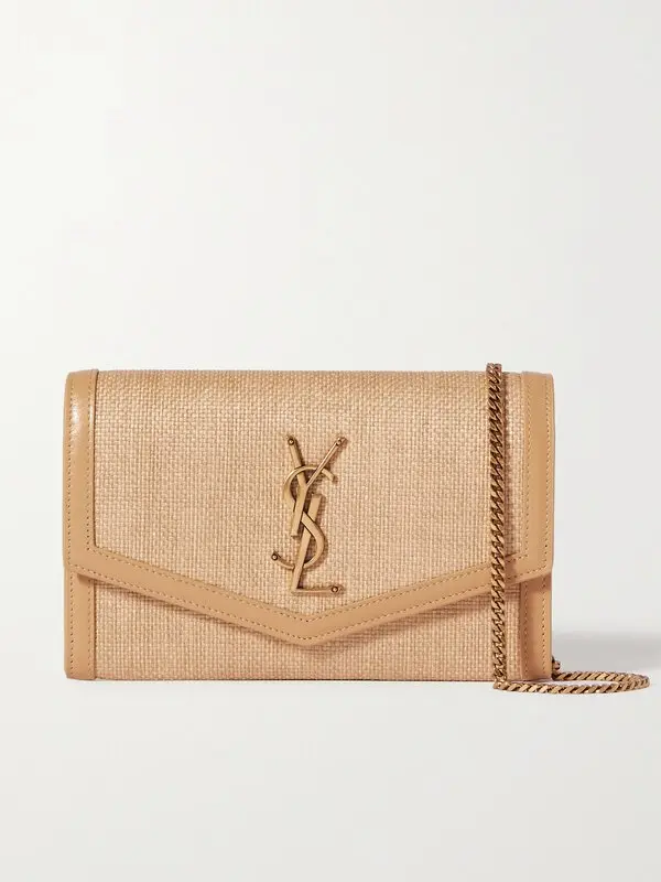 Saint Laurent Uptown Raffia Shoulder Bag - Neutrals