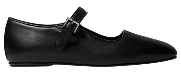 THE ROW Ava Leather Mary Jane Ballet Flats - Black
