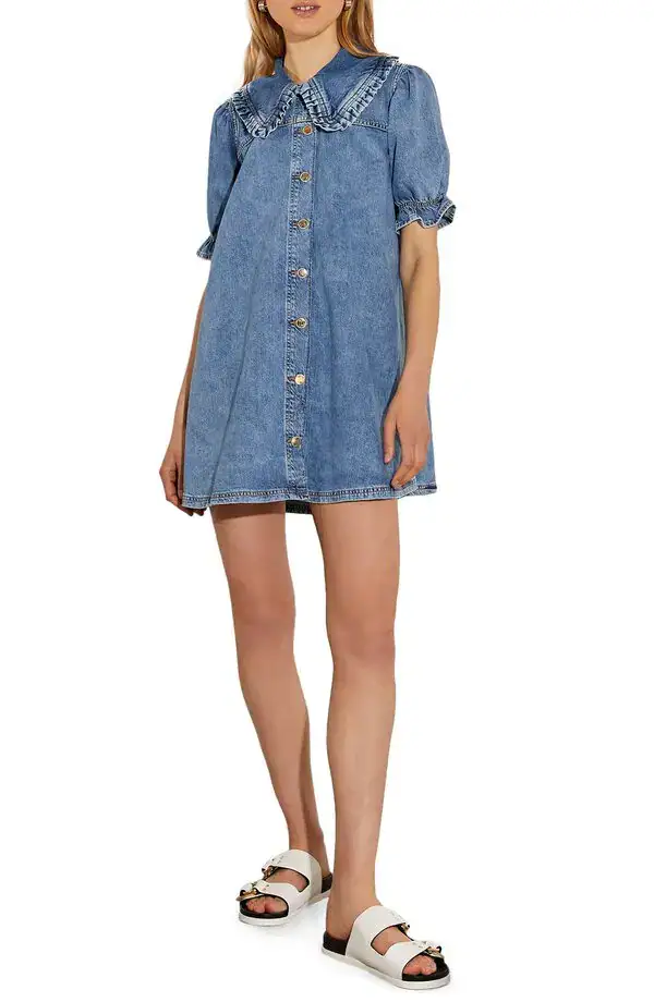 river island shirt dress Black Cotton Blend Mini Shirt Dress