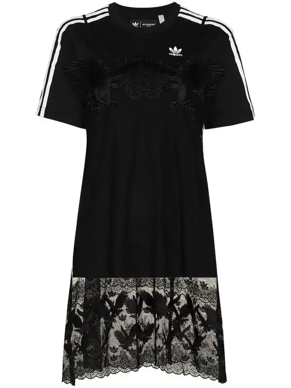 Adidas X Dry Clean Only Lace-Overlay T-Shirt Dress Black