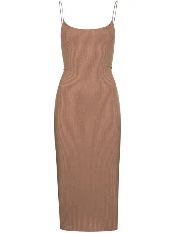 Reformation Kelsey Ribbed-Knit Midi Dress In Neutrals - 30% Off |  Editorialist