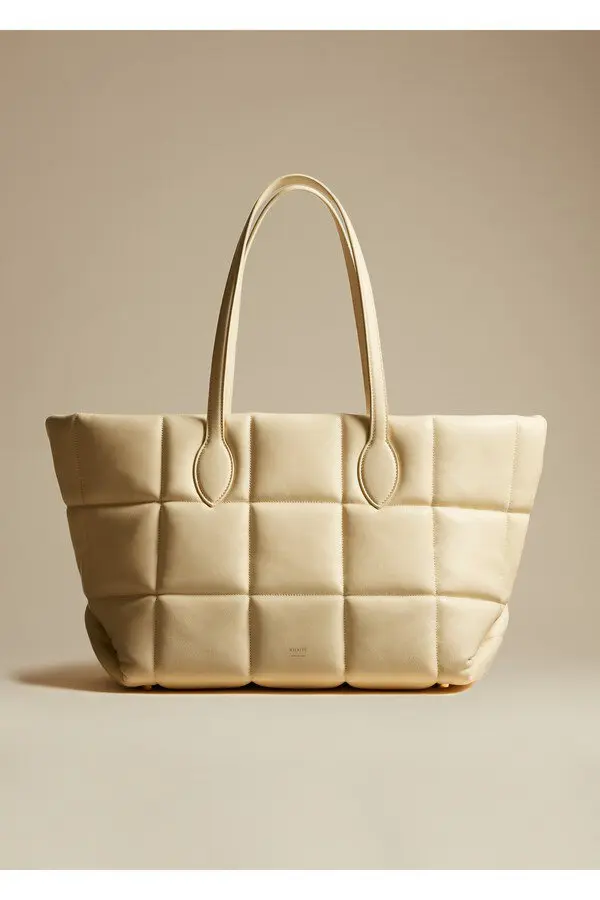 Khaite The Florence Quilted Tote In Cream Leather - Red