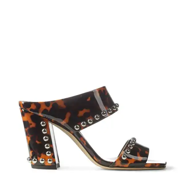 Buy JIMMY CHOO Matty 85 Cognac Mix Tortoiseshell Patent Sandals 