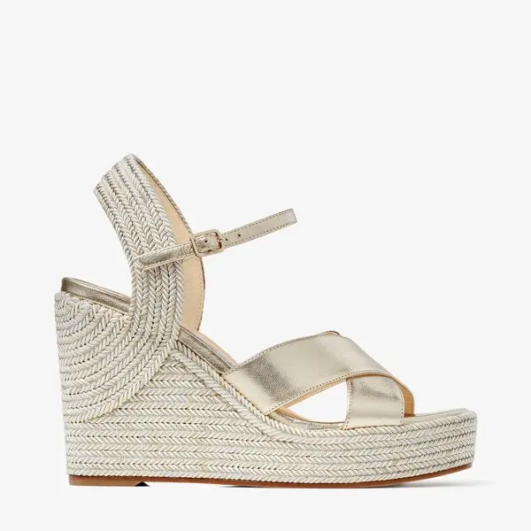 JIMMY CHOO Dellena 100 Wedge Sandals - Champagne/champagne Mix