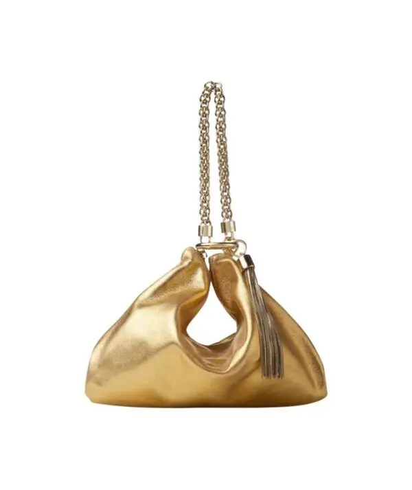 JIMMY CHOO Callies Metallic Leather Shoulder Bag - Silver