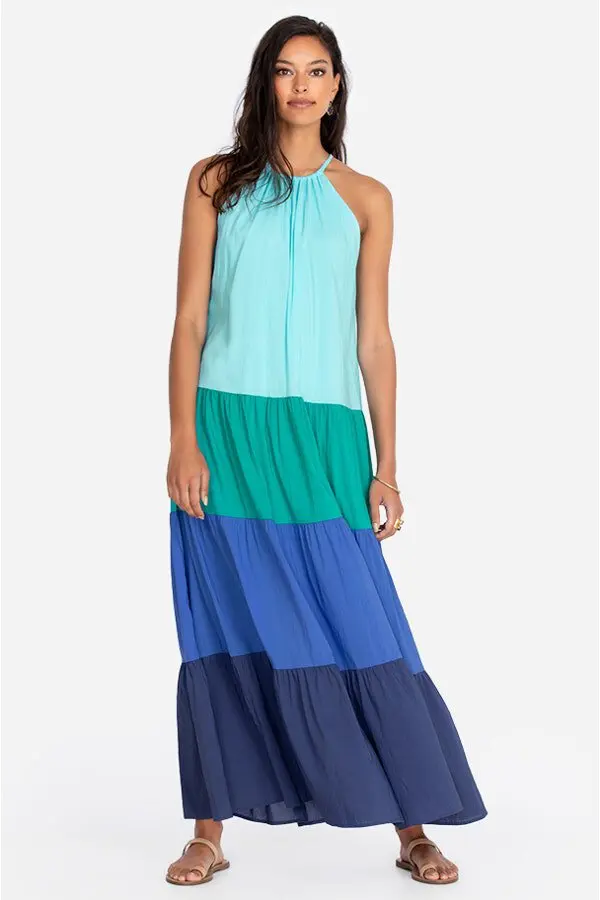 princess polly baby blue dress Johnny Was Zara Color Block Maxi Dress In Stripe - 30% Off