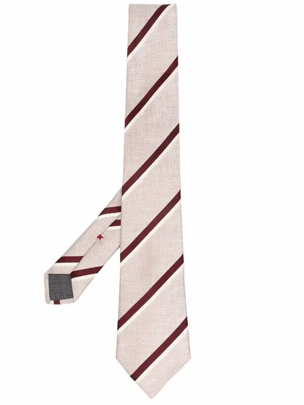 Brunello Cucinelli Striped Silk Neck Tie - Neutrals