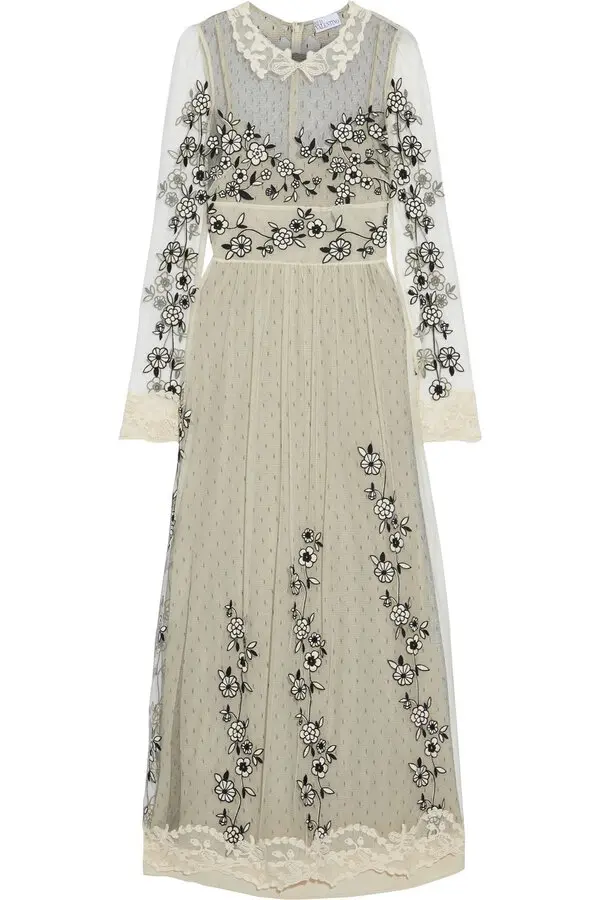 green emerald velvet dress RED Valentino Embroidered Poplin Dress M-M/L – OMNIA