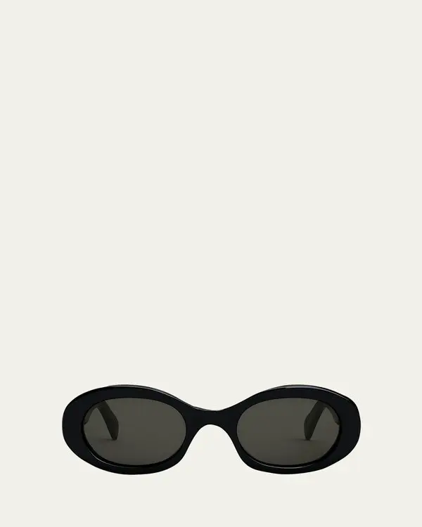 Celine Triomphe Logo Oval Sunglasses - Black/gold