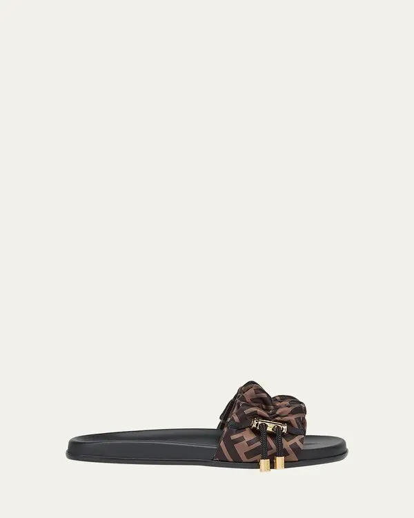 Fendi Illusion Ff Slide Sandals - Tabacco Nero
