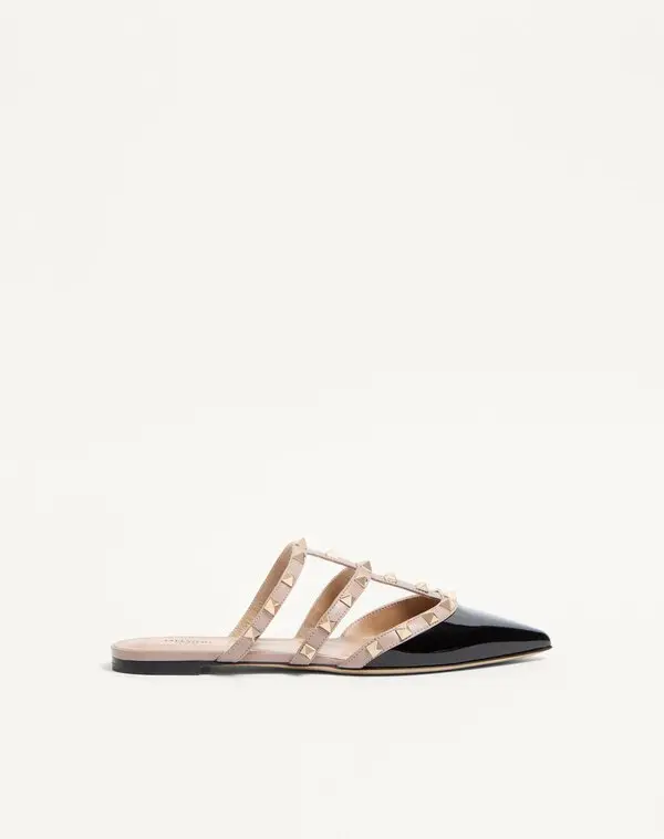 Valentino Garavani Rockstud Patent-leather Mule - Black/poudre