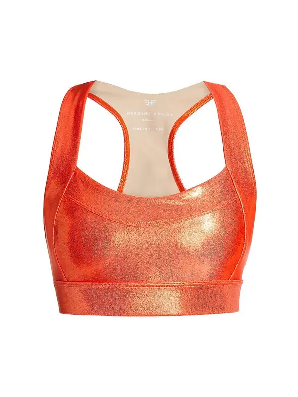 Heroine Sport Wo Two-tone Metallic Racer Bra - Mandarin | Editorialist