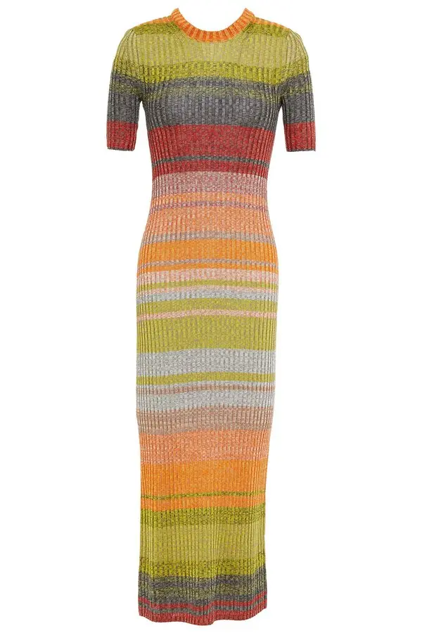 Zimmermann Brightside Striped Ribbed-Knit Midi Dress Size In Multicolor -  35% Off | Editorialist