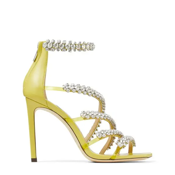 Jimmy Choo Josefine 100 Sunbleached Nappa Sandals With Crystal 