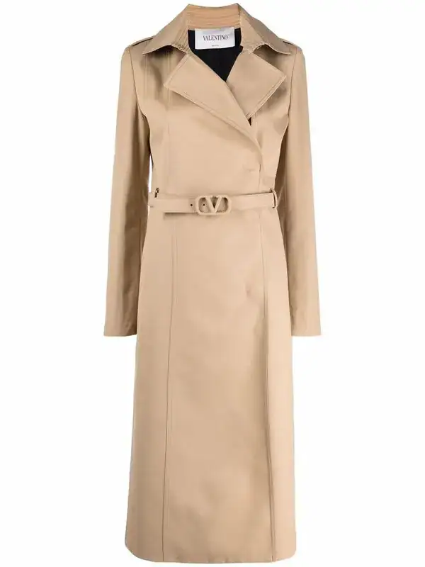 Valentino Garavani Vlogo Signature Belted Trench Coat - Brown