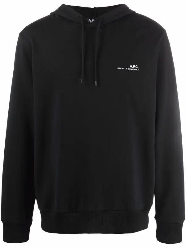 A.p.c. Cotton Fleece Logo Hoodie - Black