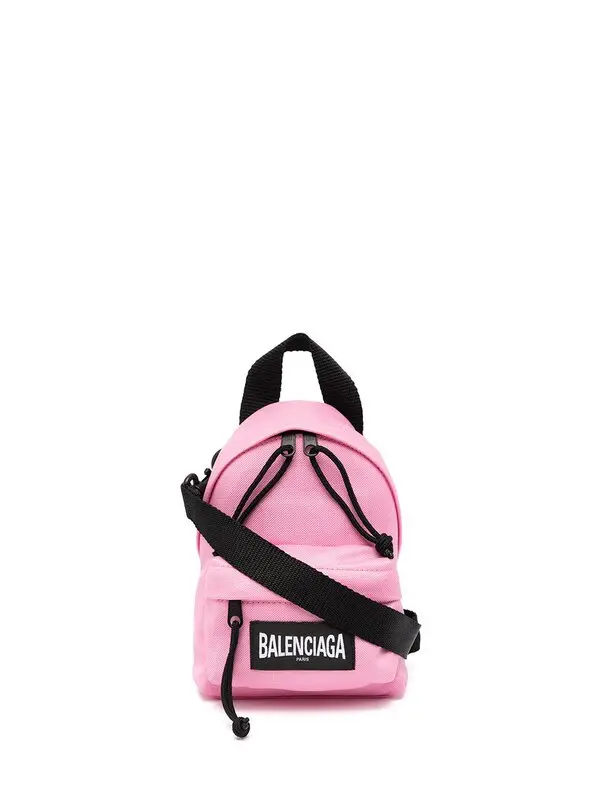 balenciaga mini crossbody backpack // Black Explorer Bag  VSP Consignment front zipped pocket with knotted leather puller Balenciaga explorer mini backpack -