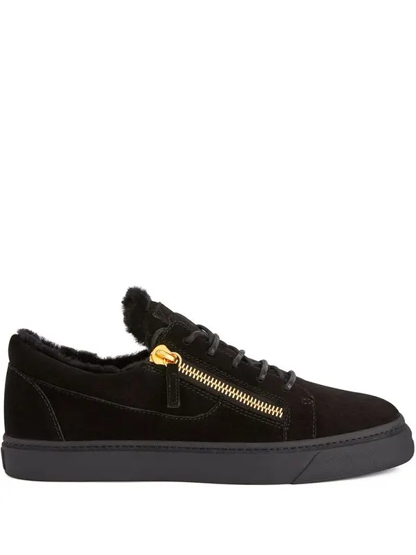 GIUSEPPE ZANOTTI Frankie Shearling-trimmed Sneakers - Black