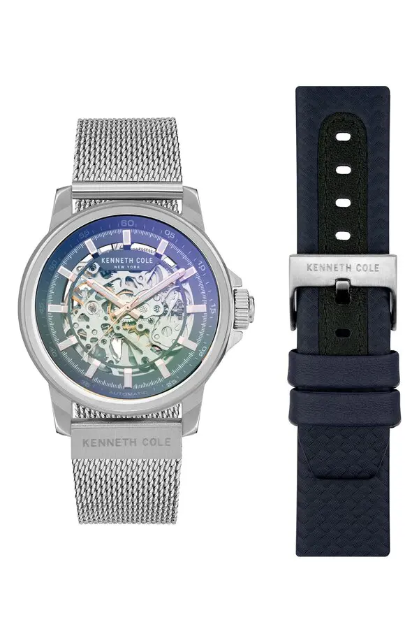 KENNETH COLE Skeleton Dual Band Automatic Watch - Multi | Editorialist