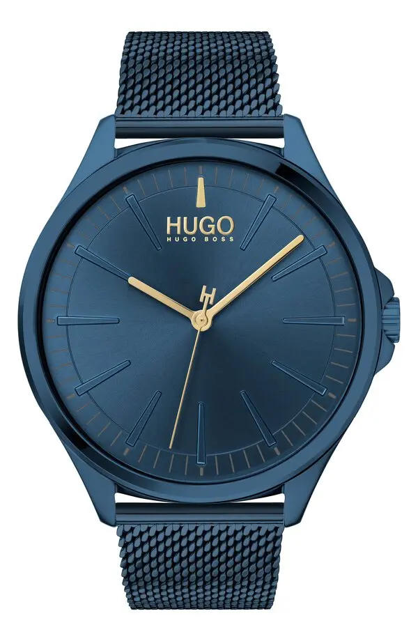 Hugo Boss Hugo Smash Mesh Strap Watch - Blue | Editorialist