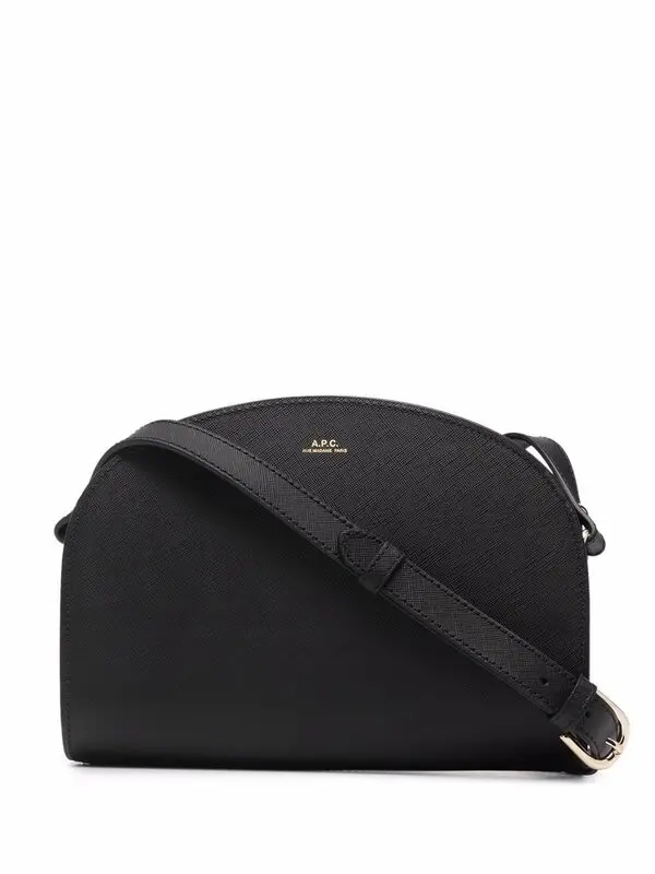 A.p.c. Demi Lune Saffiano Leather Bag - Black