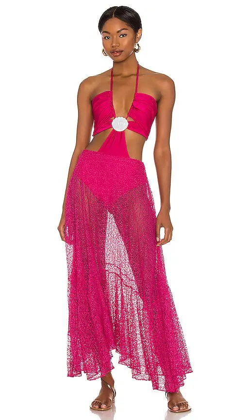Patbo Cut Out Seashell Beach Dress In Fuchsia In Cerise - 30% Off |  Editorialist