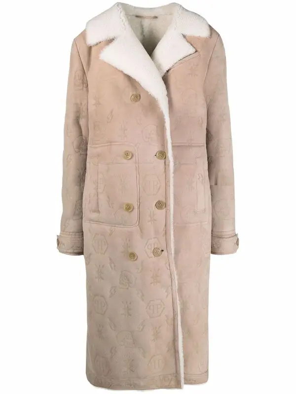 Philipp Plein Monogram-embossed Shearling Coat