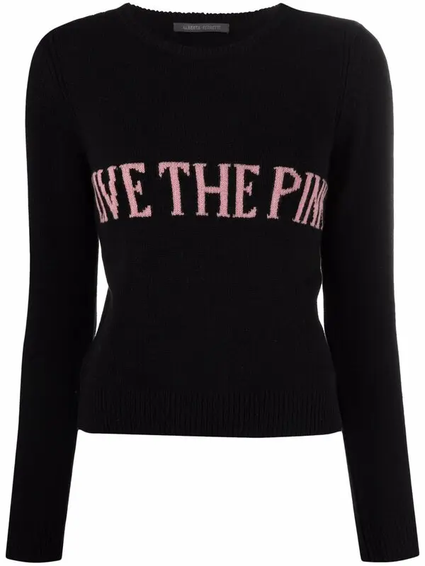 Alberta Ferretti Intarsia-knit Slogan Jumper