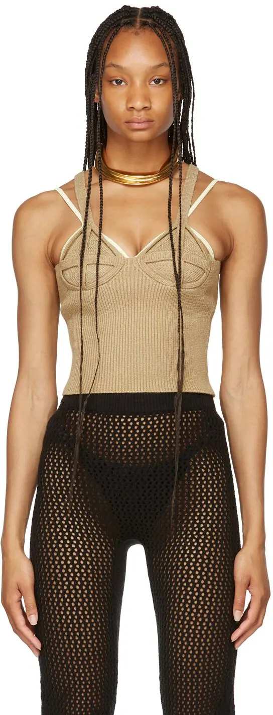 Isa Boulder Exclusive Brown Cage Knit Tank Top In Burlap - 70% Off 