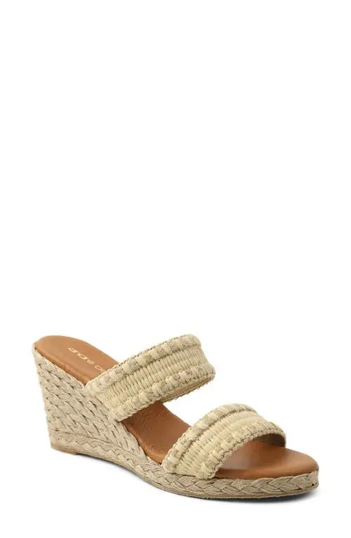 Andre Assous Nolita Raffia Wedge Slide Sandals - Sand Fabric