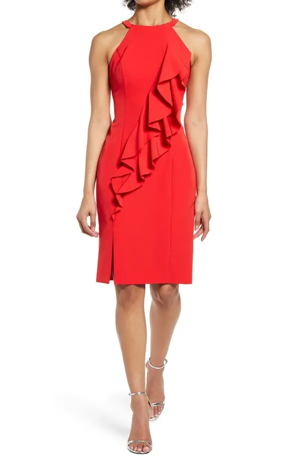 Vince Camuto Halter Neck Laguna Crepe Body-Con Dress In Red - 58% Off |  Editorialist
