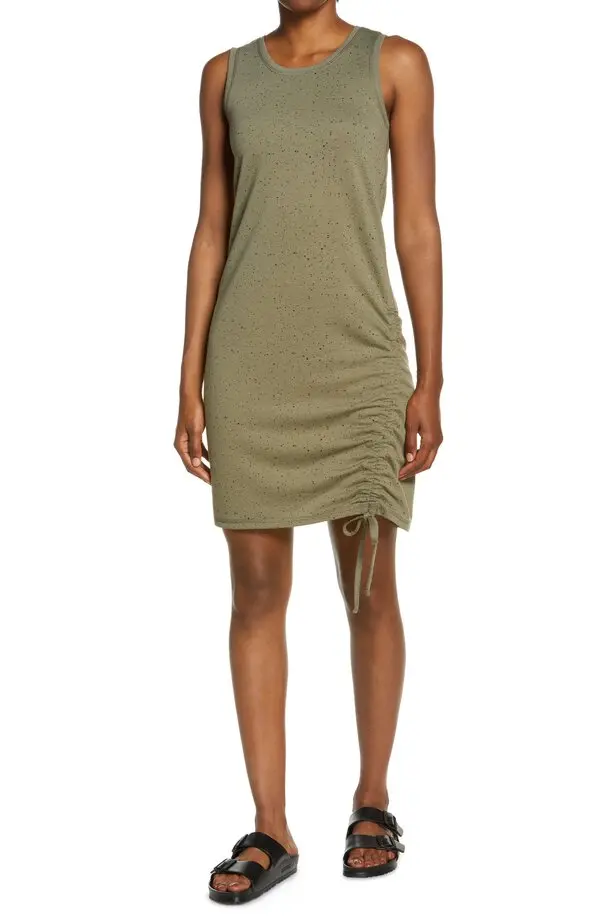 Laila Ali Ruched Tie Tank Dress In Deep Lichen Green Speckle - 58% Off |  Editorialist