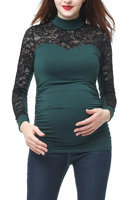 KIMI + KAI Faye Maternity Top - Forest Green