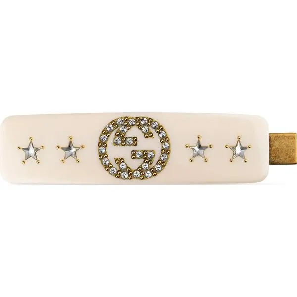 Gucci Gg Star Hair Clip - Gold/cream