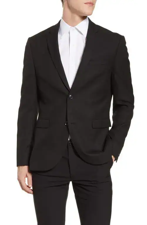 Topman Skinny Fit Textured Suit Jacket - Black | Editorialist
